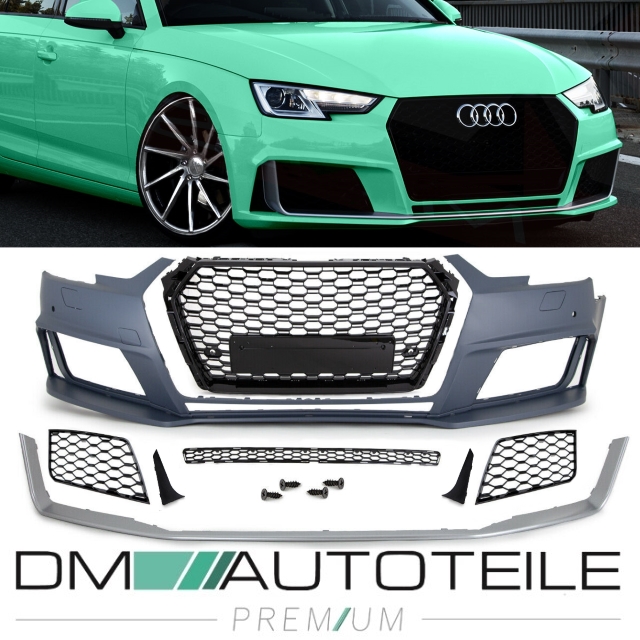 Sport Stoßstange Wabengrill Schwarz Spoiler passt für Audi A4 B9 kein ...