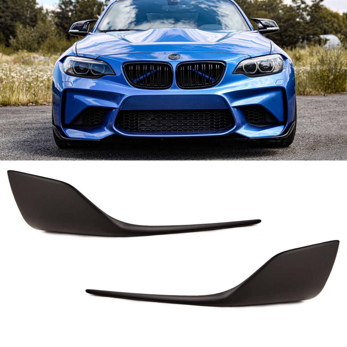 Evo Competition Front Flaps Splitter Black Matt Set left+right fits BMW ...